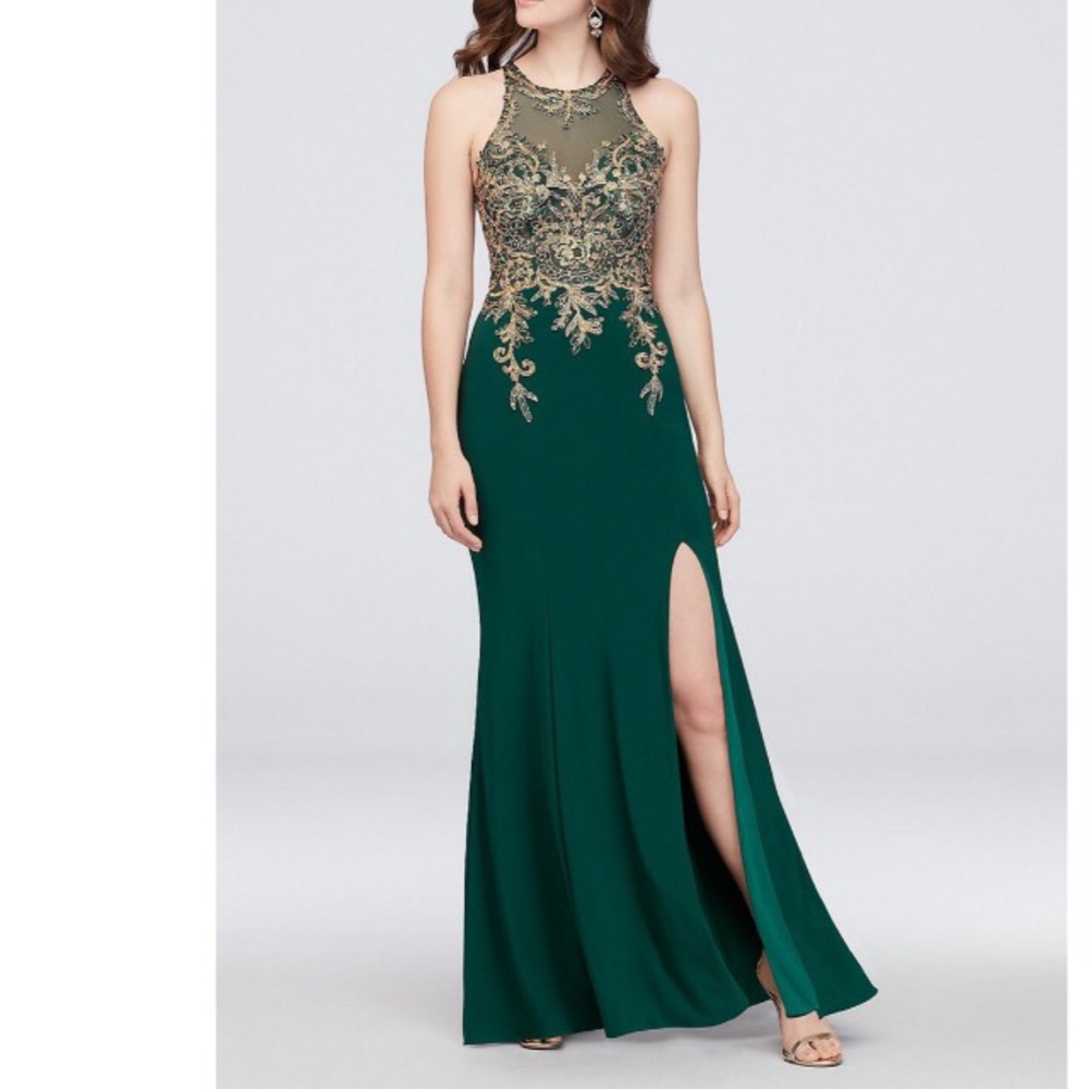 Emerald Green And Gold Prom Dress!! - Gem